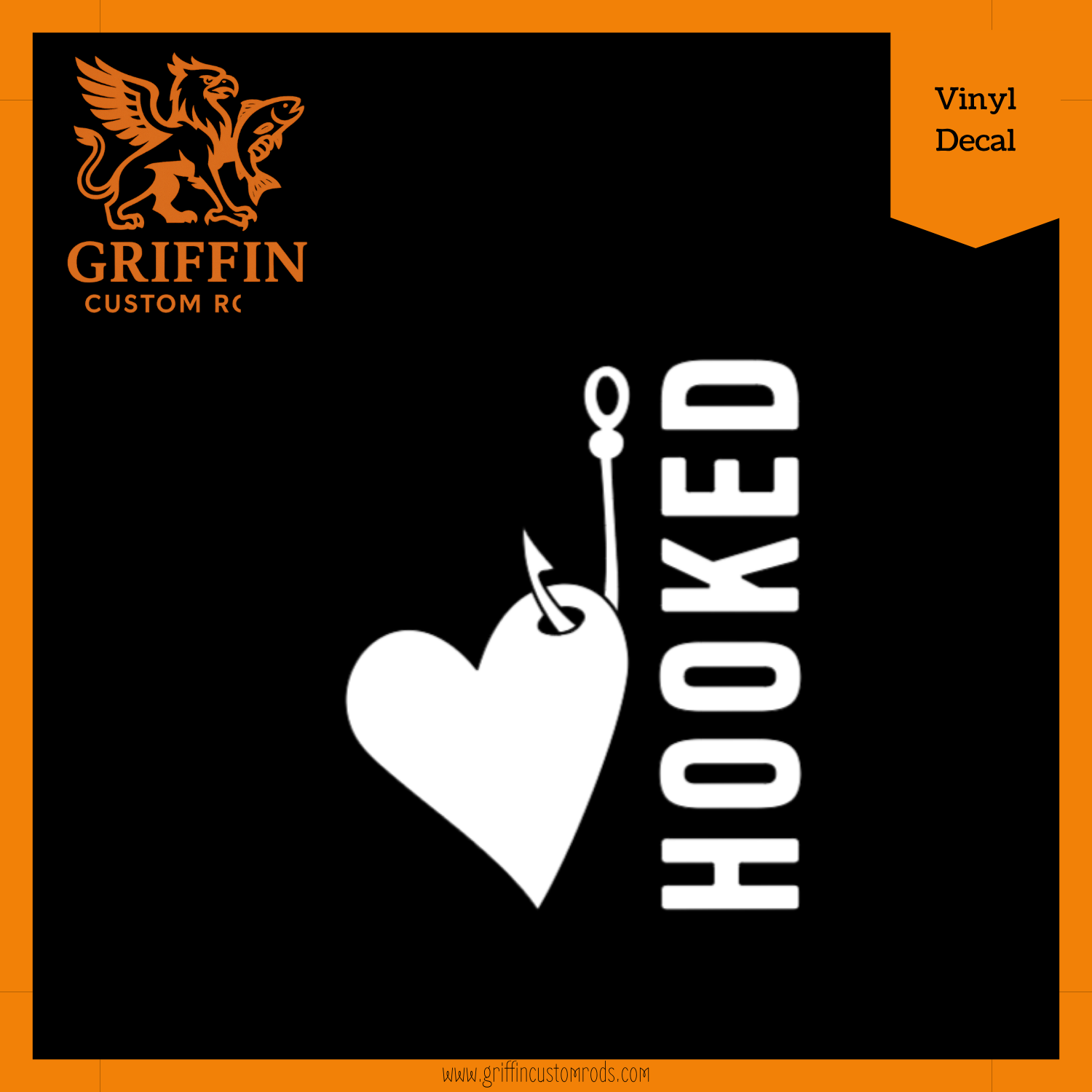 Hooked Heart Vinyl Decal – Griffin Custom Rods